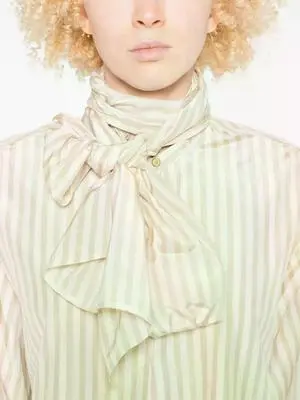 FORTE_FORTE Striped Tie-neck Shirt