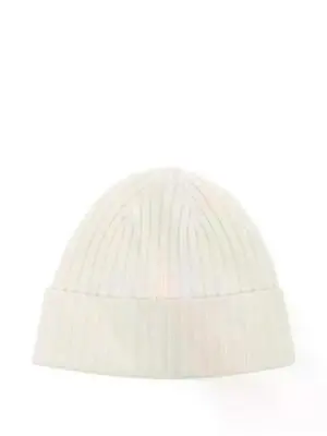 N.peal Cashmere Ribbed Beanie - Neutrals