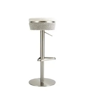 TOV FURNITURE Astro Boucle Adjustable Stool - Grey,white