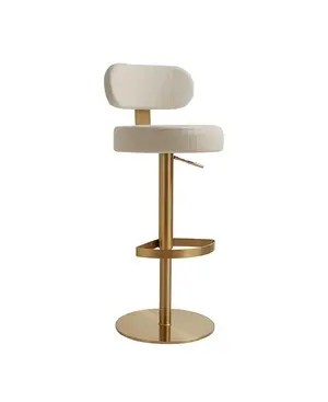 TOV FURNITURE Primrose Textured Performance Fabric Adjustable Stool - White
