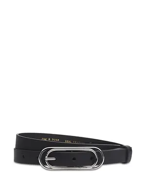 Rag & Bone Duo Rounded Rebound Leather Belt - Black