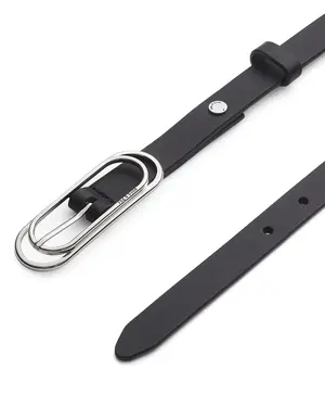 Rag & Bone Duo Rounded Rebound Leather Belt - Black