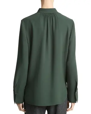 Vince Mandarin Collar Blouse - Forest