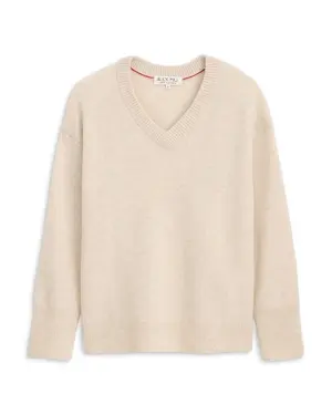 ALEX MILL Rowan Cashmere V-neck Sweater - Heather Ecru