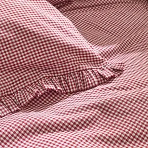 CHRISTY Gingham Ruffle Duvet Cover Set, Full Queen