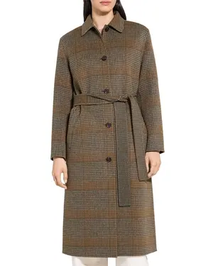 Theory Wool & Cashmere Plaid Coat