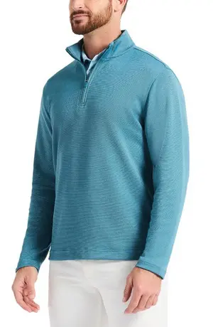 Robert Graham Troland Quarter Zip Top - Blue Coral