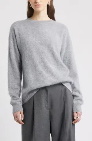Nordstrom Brushed Cashmere Sweater - Grey Snow Heather