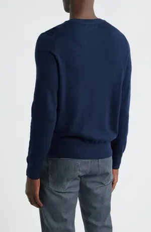 Nordstrom Cotton And Cashmere V-neck Sweater - Navy Night