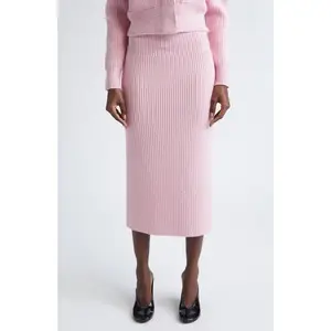 Givenchy Wool And Alpaca Blend Ribbed Midi Skirt - Light Pink