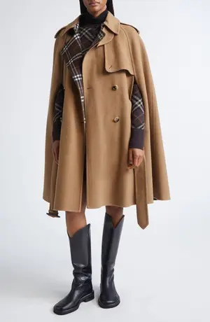 Burberry Bellemont Cape Back Wool Coat