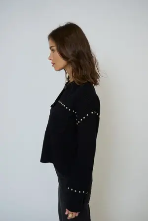 Central Park West Studded Sweater Jacket