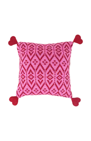 MELANGE COLLECTION 10" Heart Tassel Pillow - Pink