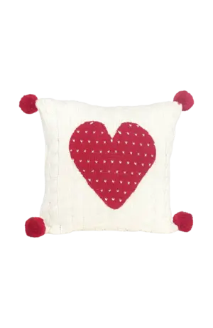 MELANGE COLLECTION 10" Cable-knit Heart Pillow