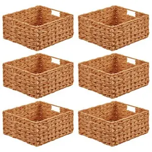MDESIGN Woven Farmhouse Kitchen Pantry Food Storage Basket Boxcontainer Organization For Cabinets, Cupboards, Shelves - Camel