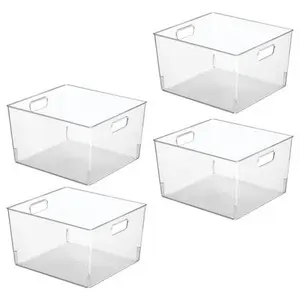 MDESIGN Plastic Household Cubby Storage Organizer Container Bin4 Pack - Clear
