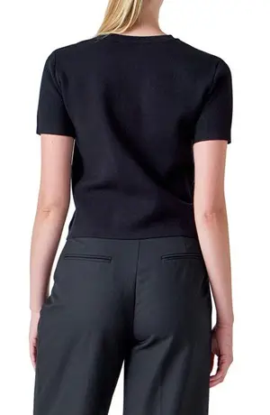 Endless Rose Short Sleeve Fine Knit Cardigan - Black