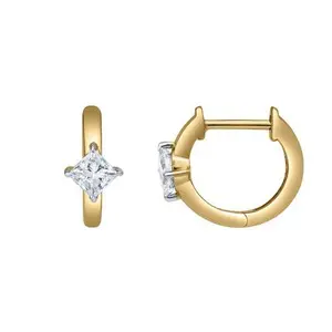 LUVMYJEWELRY Princess Charm 14k Gold 1.00 Ct Lab Grown Diamond Huggies - 14k Yellow Gold