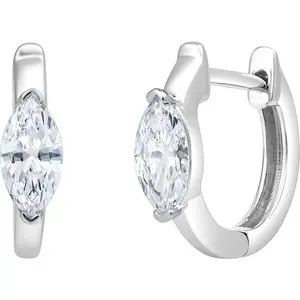 LUVMYJEWELRY 14k Gold 0.75 Ct. Marquise Lab Grown Diamond Huggie Earrings - 14k White Gold