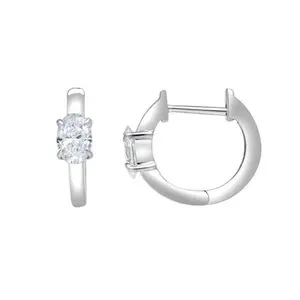LUVMYJEWELRY 1.00 Ct Lab Grown Diamond Huggie Earrings - 14k White Gold