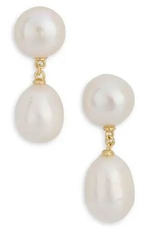 Shashi Cultured Pearl Drop Earrings - Gold/pearl
