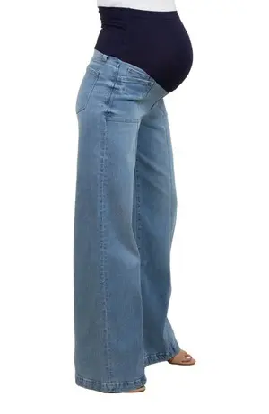 PINKBLUSH Front Seam Wide Leg Maternity Jeans