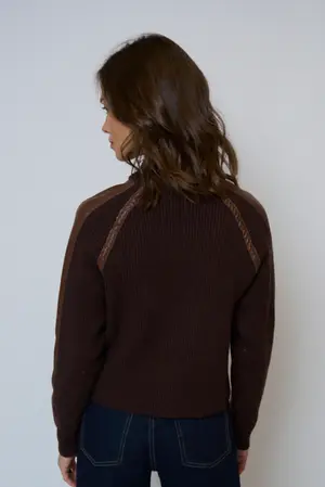 Central Park West Atlas Raglan Leather Trim Zip Up