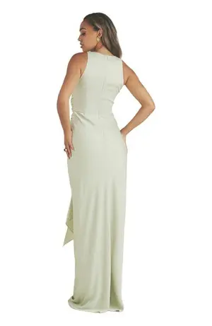 SIX STORIES Halter Neck Knot Detail Maxi Dress