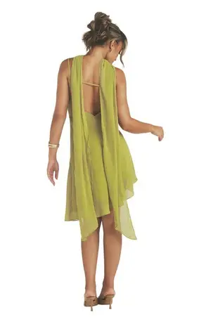 SIX STORIES Ava Cowl Neck Chiffon Mini Dress
