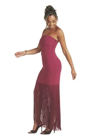 SIX STORIES Fringe Bandeau Maxi Dress