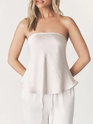 SIX STORIES Bandeau Satin Flippy Top
