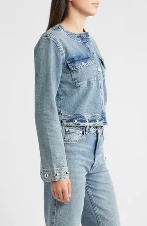 Rails Capistrano Crop Denim Jacket - Desert Sky Studded