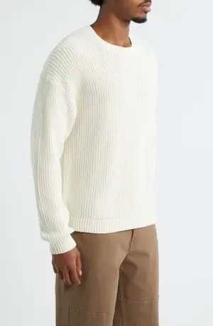 Bp. Oversize Cotton Crewneck Sweater - Ivory Egret