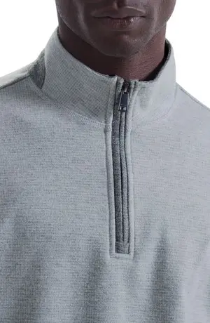 Bugatchi Houndstooth Quarter Zip Top - Cement