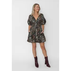 WEST OF Brigitte Mini Dress - Emilie Ikat Paisley