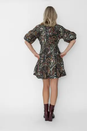 WEST OF Brigitte Mini Dress - Emilie Ikat Paisley