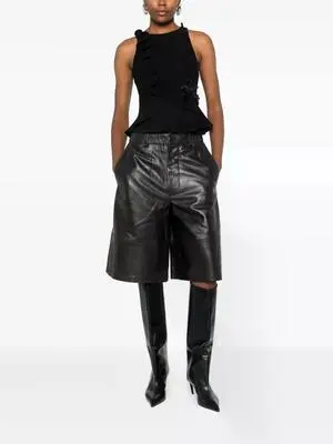 GEMY MAALOUF Ruffled Floral-embellished Top - Black