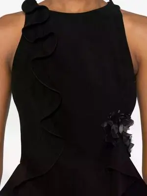 GEMY MAALOUF Ruffled Floral-embellished Top - Black
