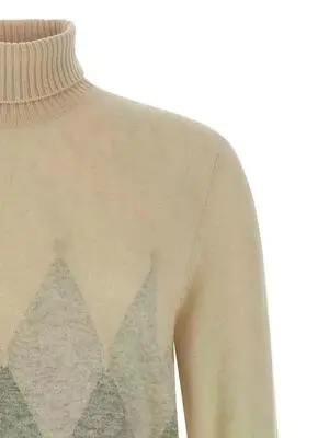 BALLANTYNE Argyle-pattern Turtleneck Sweater - Neutrals