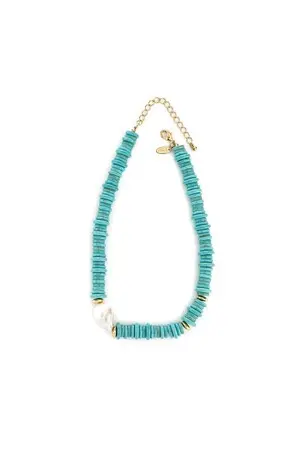 KENNETH JAY LANE Turquoise Chips Strand Necklace - Gold