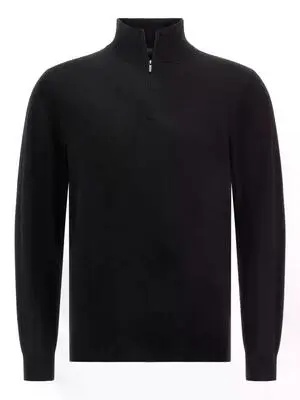 Boggi Milano Half-zip Wool Sweater - Black