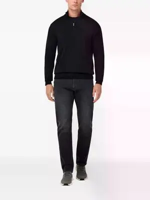 Boggi Milano Half-zip Wool Sweater - Black