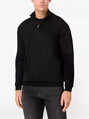Boggi Milano Half-zip Wool Sweater - Black