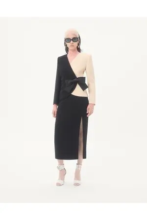 Valentino Garavani Valentino Garavani Wool Crepe Jacket With Contrasting Bow - Black