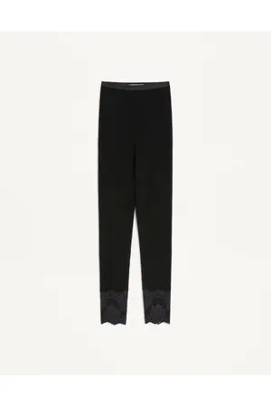 Valentino Garavani Cashmere Leggings With Lace - Black