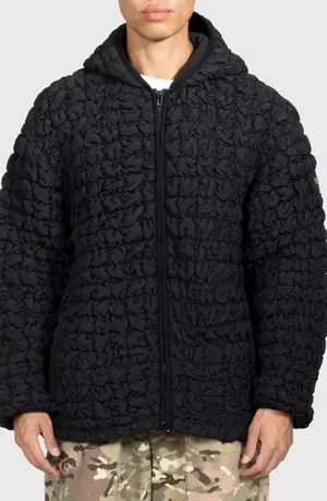 PLEASURES Tender Hooded Quilted Puffer Jacket - Black