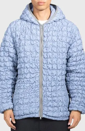 PLEASURES Tender Hooded Quilted Puffer Jacket - Slate