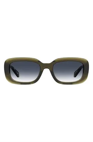 Moschino 54mm Rectangular Sunglasses - Olive/dark Blue