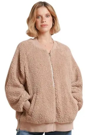 NOM MATERNITY Cozy Maternity Bomber Jacket