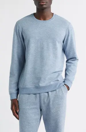 Daniel Buchler Pinstripe Long Sleeve Pajama T-shirt - Blue Stripe